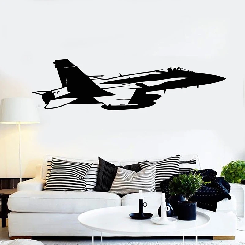 Aviation Plane Wall Sticker Jet Aircraft Vinyl Decal Fighter Boys ...