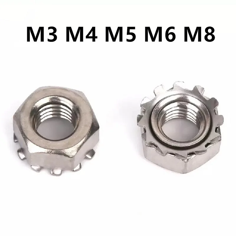 100/50pcs/lot M3 M4 M5 M6 M8 304 Stainless steel K nut toothed nut|Nuts ...