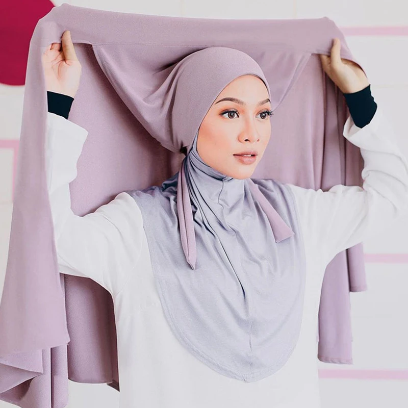 Muslim-Women-Breathable-Plain-Color-Chiffon-Hijab-Scarf-with-Bandage ...