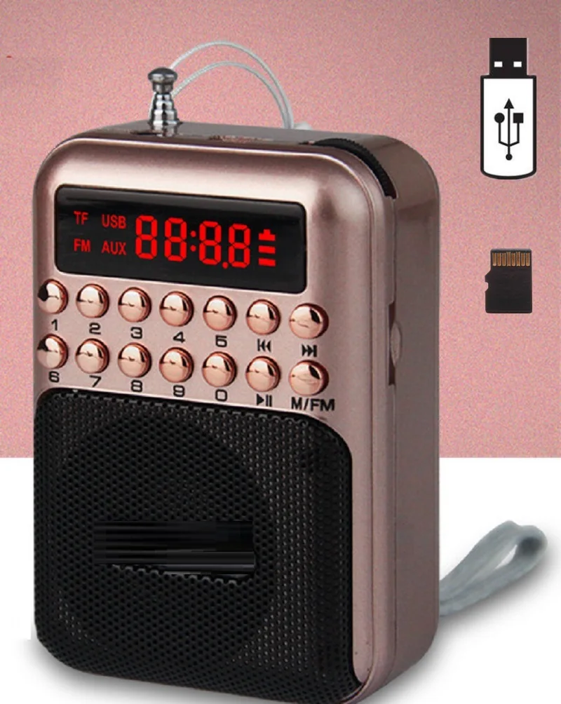 Mini Radio FM de poche, récepteur Portable Rechargeable, haut parleur ...