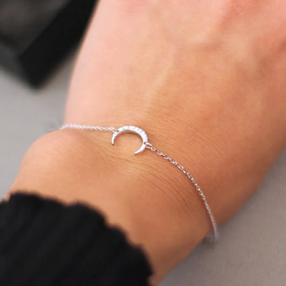 Hypoallergenic-Moon-Bracelet-Simple-Korean-Style-Chain-Link-for-Women ...