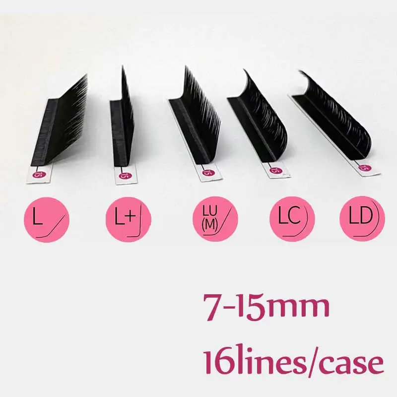 16 Rows L/L+/LC/LD/LU Curl Faux Mink Eyelash Extensions 7-15mm Mixed ...