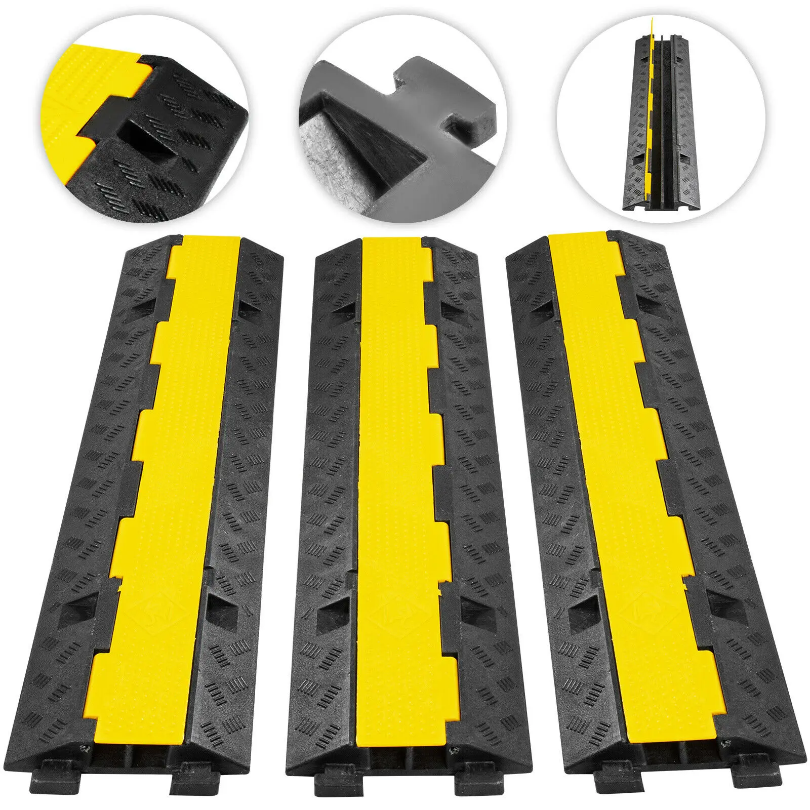 3pcs 2 Cable Speed Bumps Rubber Wire Cover Ramp Dual Channel Cable ...