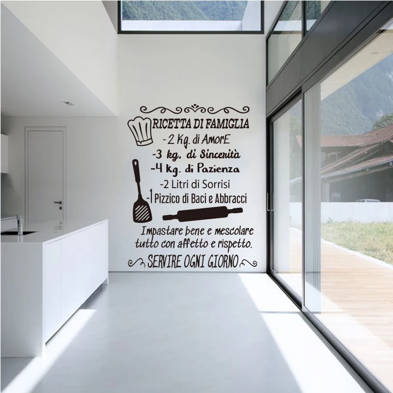 Italian-Phrase-Wall-Sticker-Family-Recipe-Vinyl-Art-Murals-Removable ...