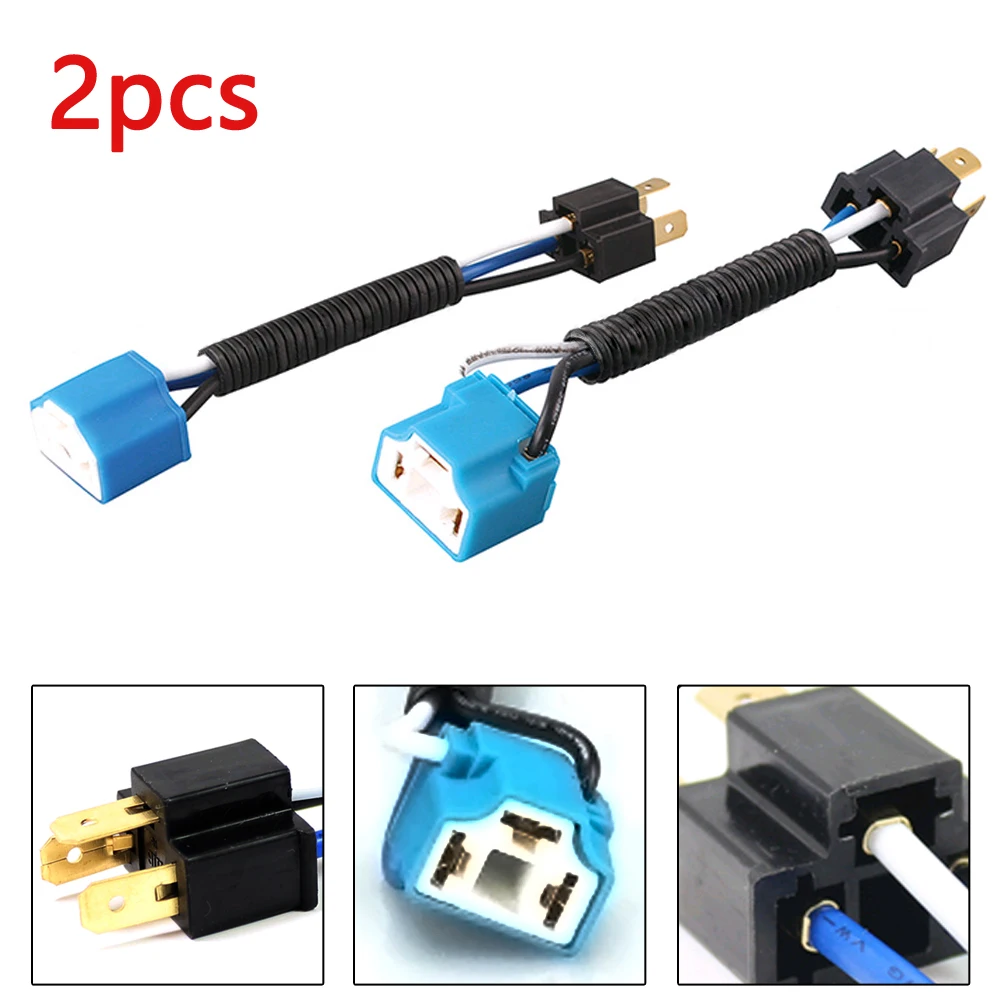 2pcs H4 9003 세라믹 와이어 배선 자동차 헤드 전구 램프 하네스 소켓 플러그 어댑터 커넥터 배선 하네스자동차 라이트
