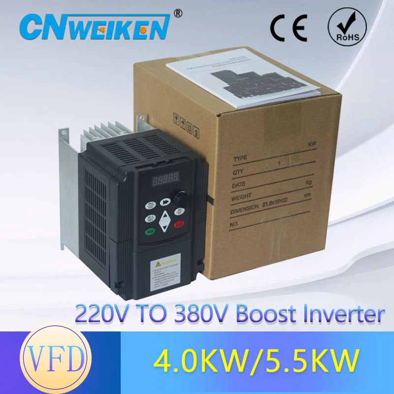 VFD 4KW 220V Single Input and 380 415V Output 3 Phases Frequency ...