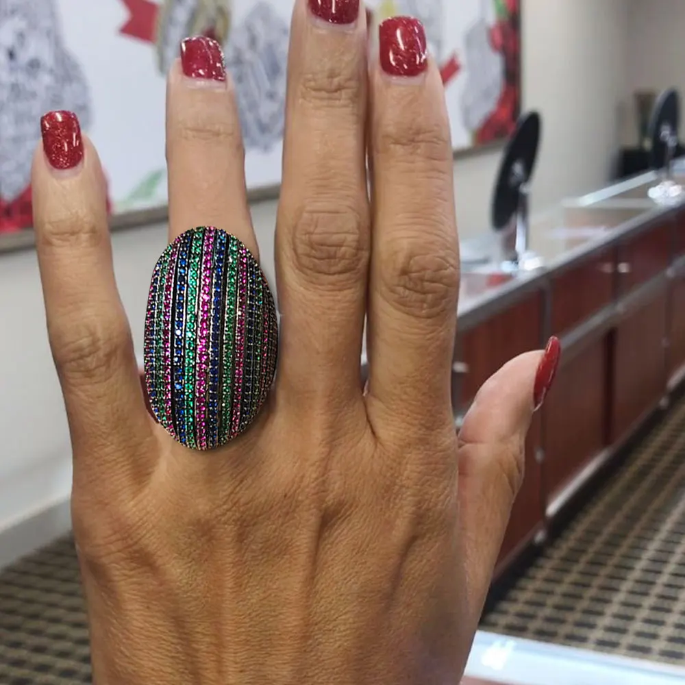 Godki 2020 Trendy Multicolor Big Bold Statement Ring For Women Cubic ...