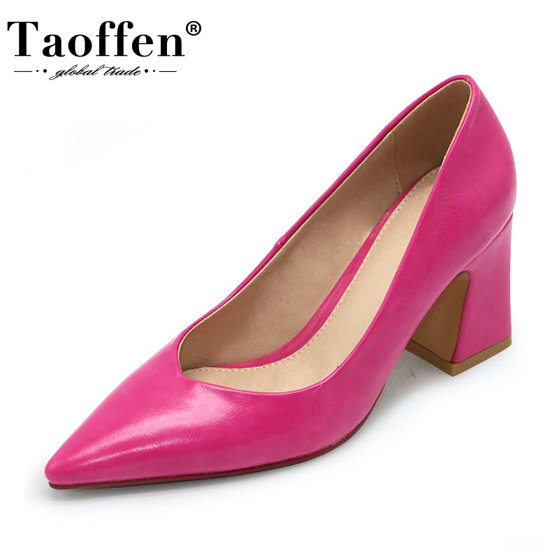 Taoffen New Women Pointed Toe Pumps Solid Color High Heels Shoes Women ...