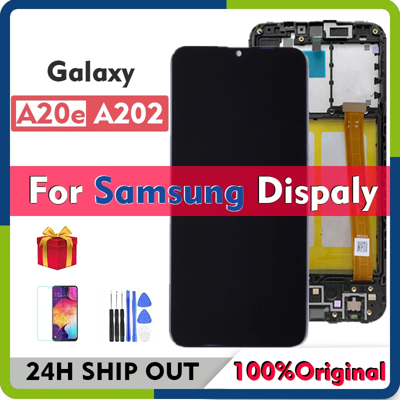 Orijinal SAMSUNG Galaxy A20e A202 için LCD ekran dokunmatik ekran ...