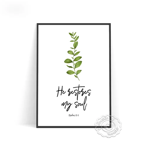 Psalm 23:3 He Restores My Soul Scripture Bible Verse Poster, Scripture ...