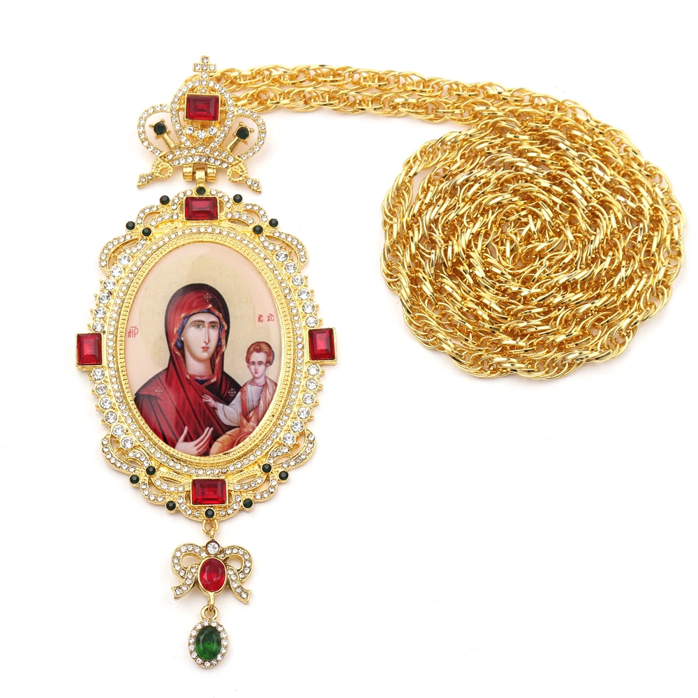 Orthodox Elliptic Pectoral Cross Design Jeweled Religious Icon ...