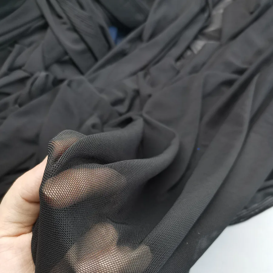 Spandex Mesh Nylon 4 Way Stretchy Fabric Soft Black Lining Diy Stage ...