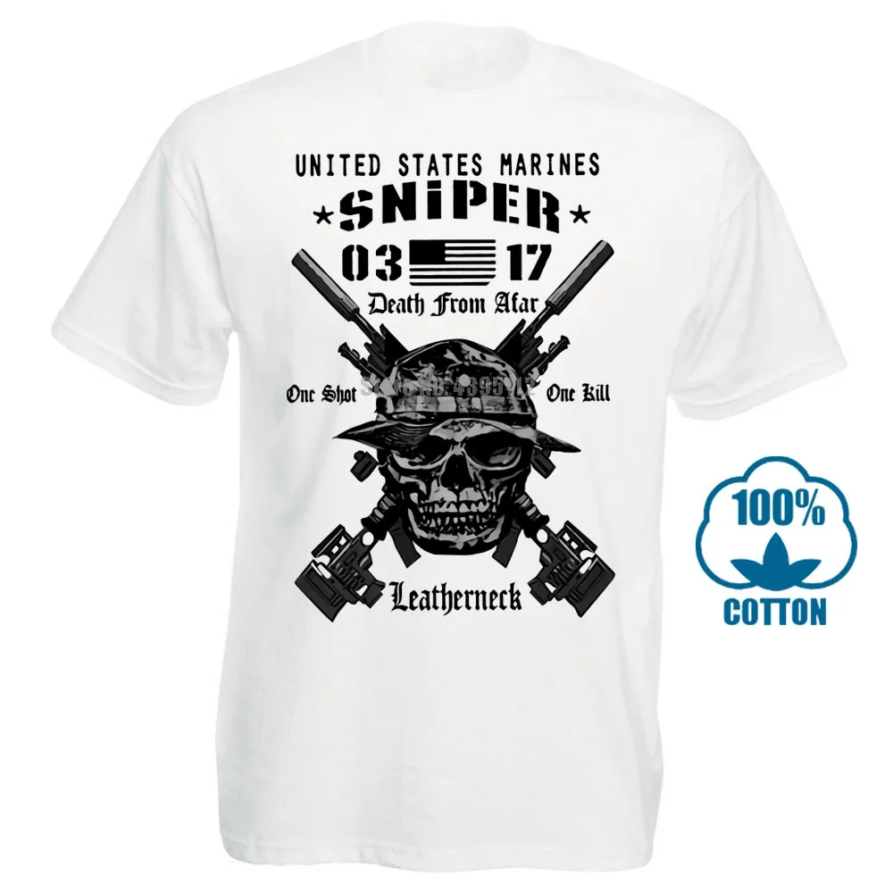 2018 gran oferta Usmc Scout Sniper camiseta Us Marines Mos 0317 armas ...