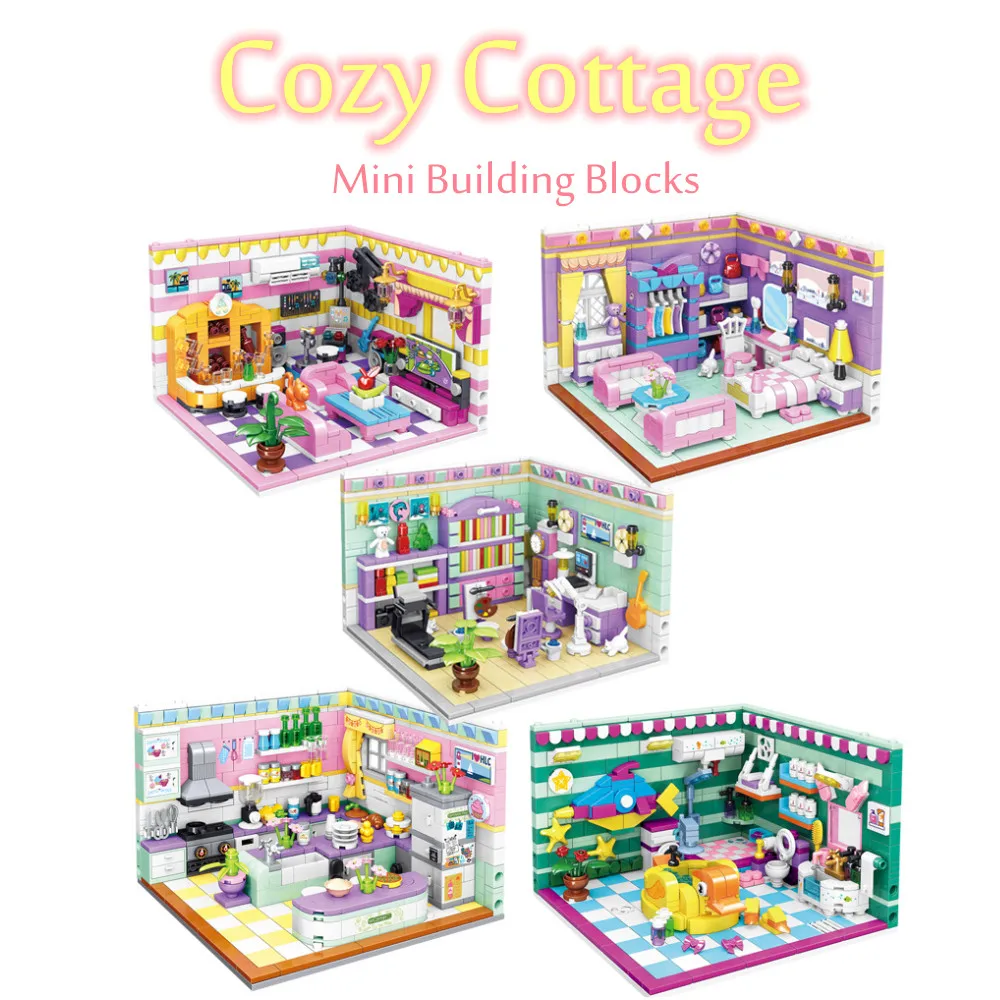 MINI-Corner-Living-Room-Bathroom-Kitchen-Bedroom-Model-Building-Blocks ...