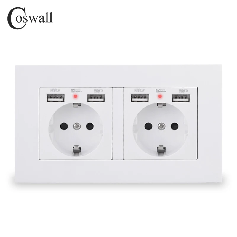 COSWALL Enchufe de pared doble con puerto de carga USB, estándar de la ...