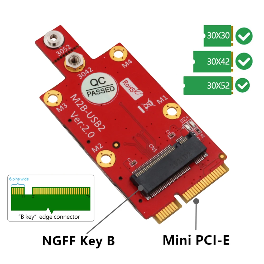Shop Generic M.2 Key B to Mini PCI-e Adapter with 2 NANO SIM Card Slots ...