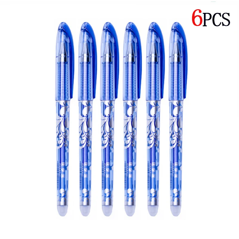 STYLO,6pc blue pen--Stylo Gel effaçable à poignée lavable 0.5mm, 50 + 2 ...