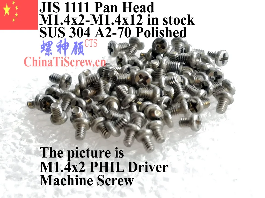 Pan Head Stainless Steel M1.4 Screw M1.4x2 M1.4x3 M1.4x3 M1.4x4 M1.4x5 ...