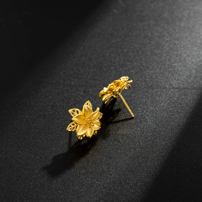 Flower earrings gold designs store