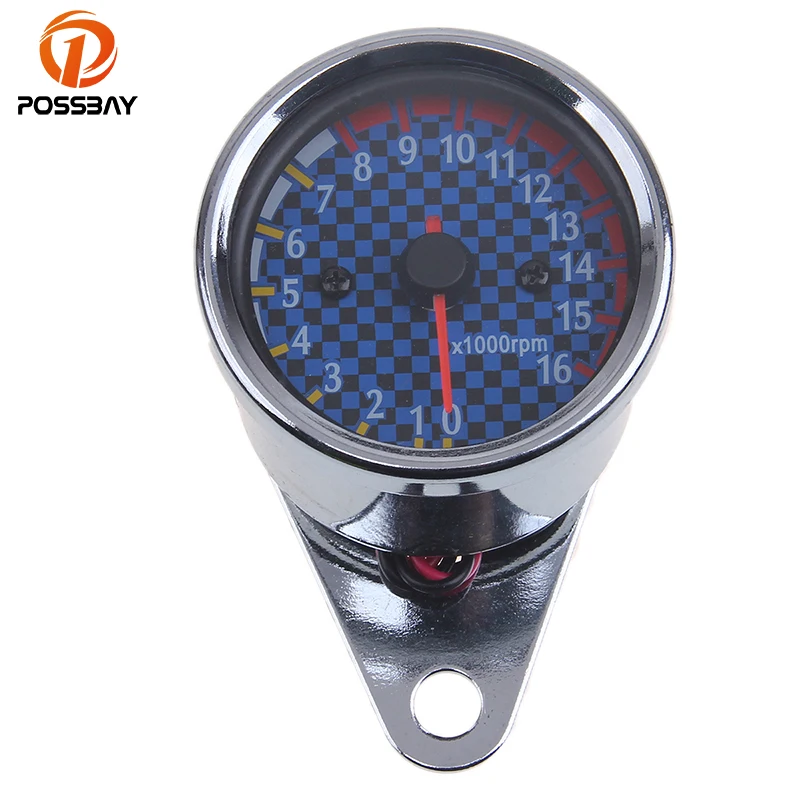 POSSBAY DC 12V Motorcycle Digital Tachometer Gauge LED Backlight ...