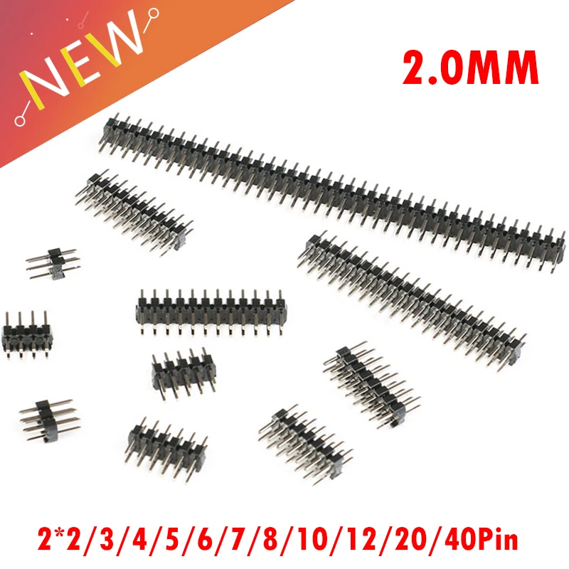 50pcs-5pc-Pitch-2-0mm-Double-Row-Male-2-40Pin-Breakaway-PCB-Board-Pin ...