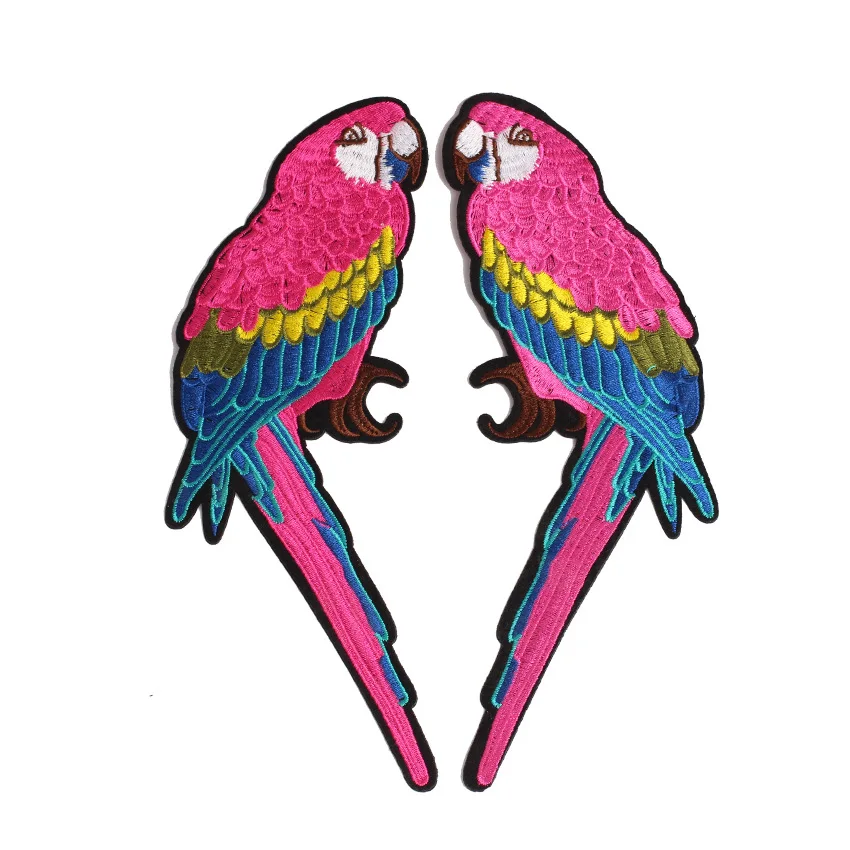 GUGUTREE embroidery big parrot patches bird patches badges applique ...