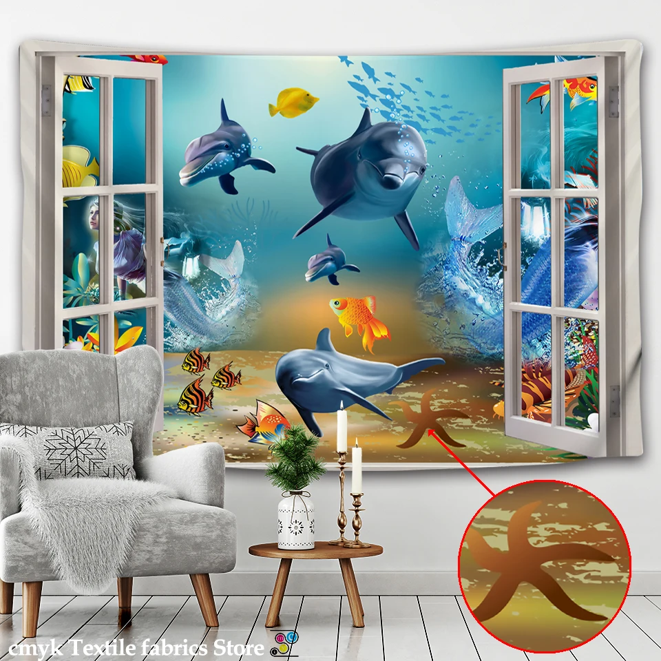Underwater Sea Life Tapestry Wall Hanging