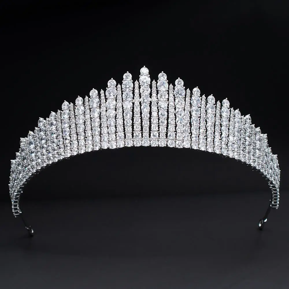 Cubic Zirconia Princess Tiara Diadem for Bridal Wedding Hair Jewelry ...