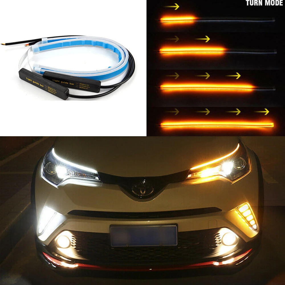 2x-Ultrafine-Cars-LED-Daytime-Running-Lights-Auto-Flowing-Turn-Signal ...
