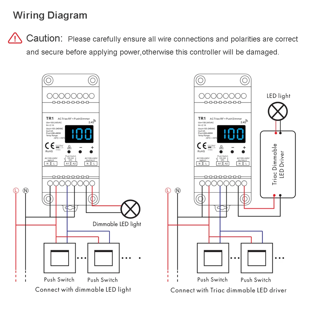 Interrupteur Triac LED-variateur intelligent sans fil,Wifi 220-230V ...