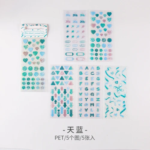 5 pcs/set Ribbon letters Shining Decorative PVC Stickers Scrapbooking ...