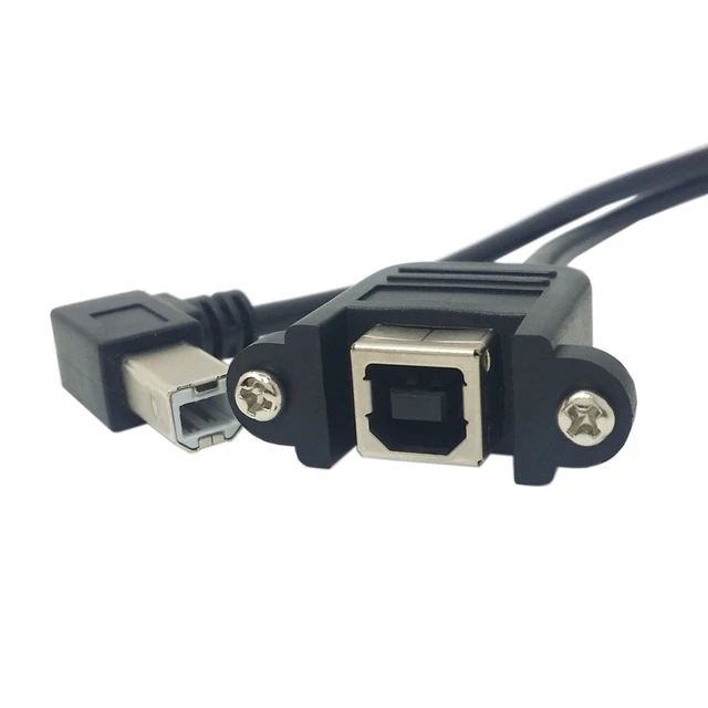 90 degree left and right angle USB B type male to USB B type female ...