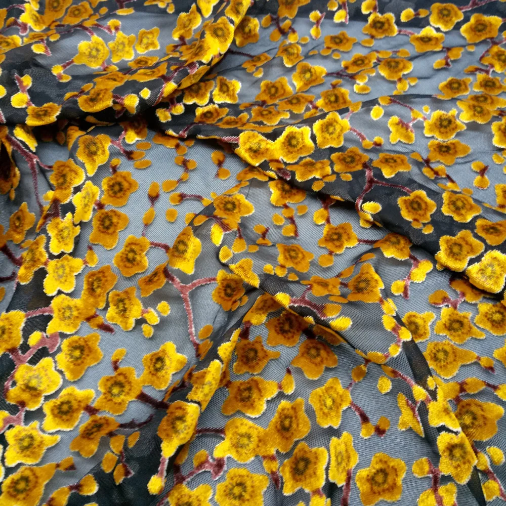 Dress Fabric Flocked DIY Silk rayon cheongsam soft material 114cm width ...