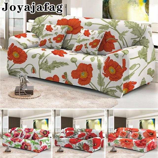 Red Flowered Couch Furniture