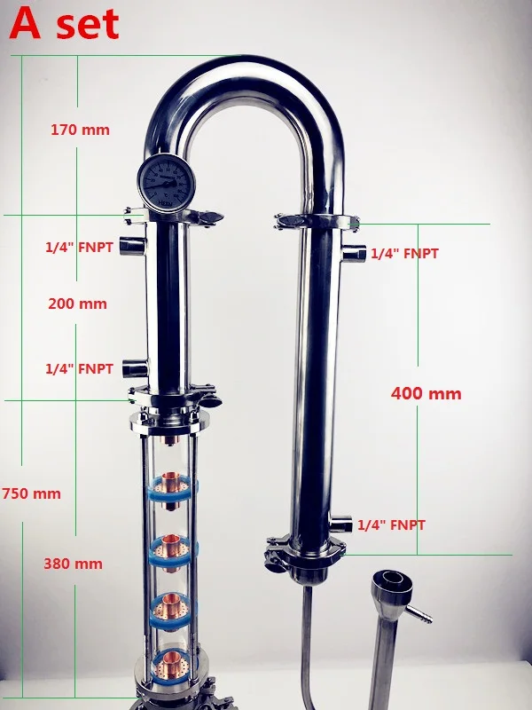 NEW-2-51mm-OD64-Sanitary-Distiller-Column-Reflux-Tower-Combination-With ...