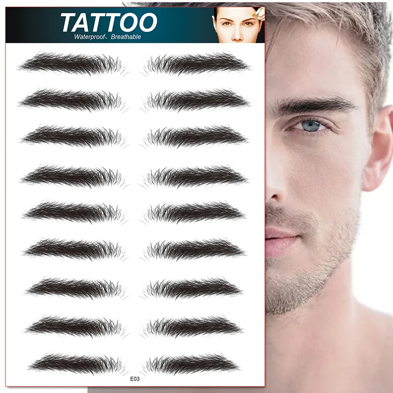 Eyebrow-Tattoo-for-Men-Realistic-Fake-Tattoo-Eyebrows-Black-Popular ...