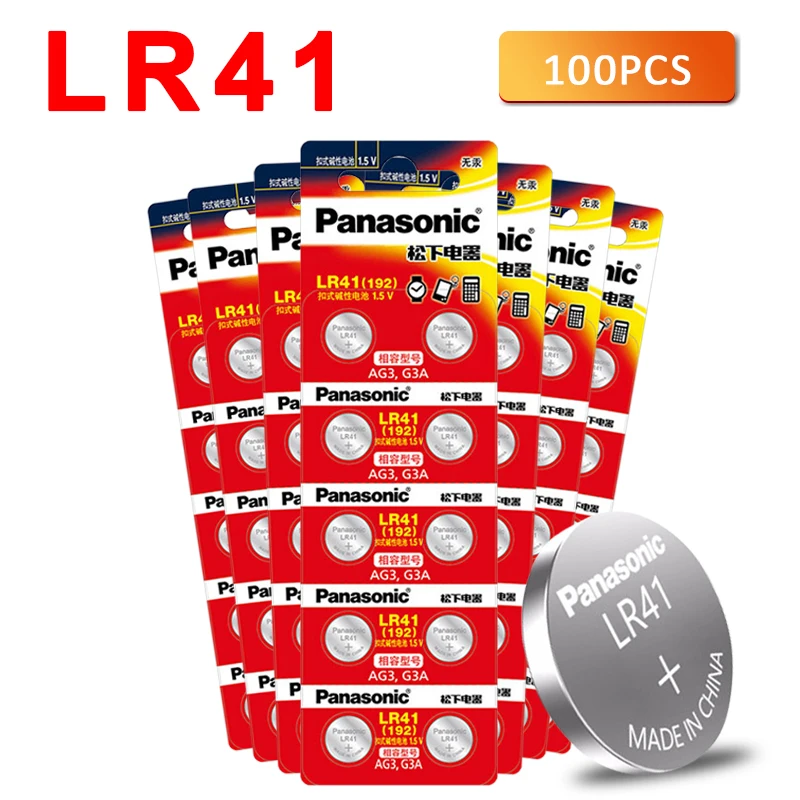 100PCS PANASONIC Original LR41 192 1.5V Alkaline Batteries AG3 192 392A ...