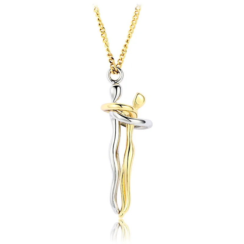 Couple Hugging Pendant Necklace Lovers Together Forever Metal Plating ...