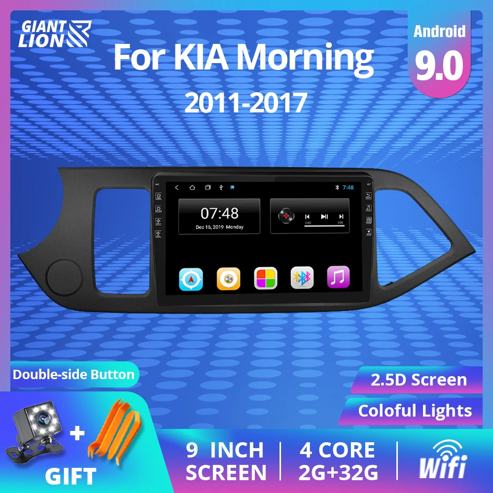 Radio con GPS para coche, reproductor de DVD estéreo con Android 9,0, grabadora de casete para ...