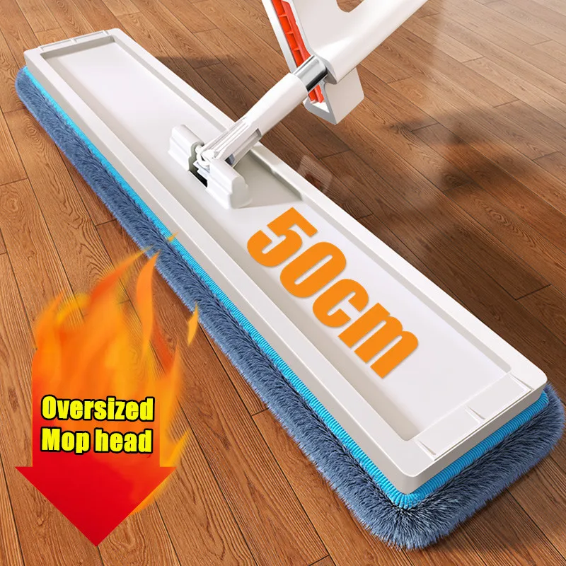 50CM Super Big Microfiber Wringer Mop Free Hand Water Washing Household ...