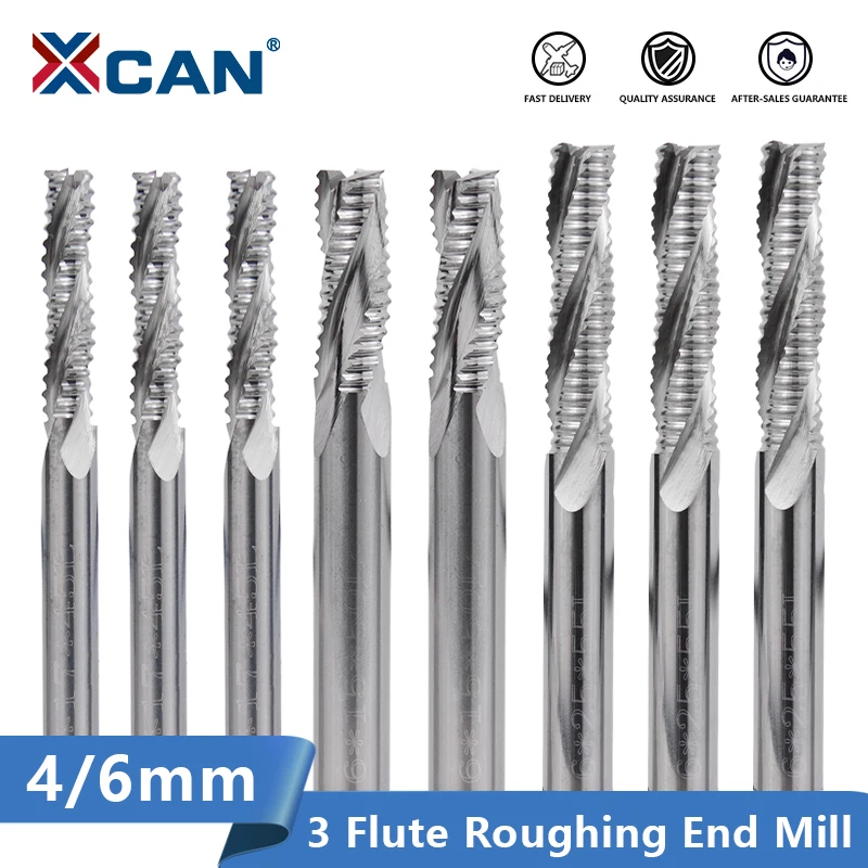 XCAN Roughing End Mill 3 Flute HSS End Mill CNC Machine Milling Cutter For Aluminum Cutting Tool ...