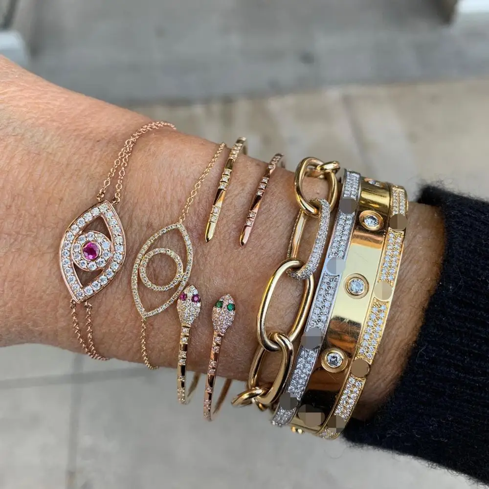 open adjusted fashion cz bangle bracelet for women girl red green blue ...