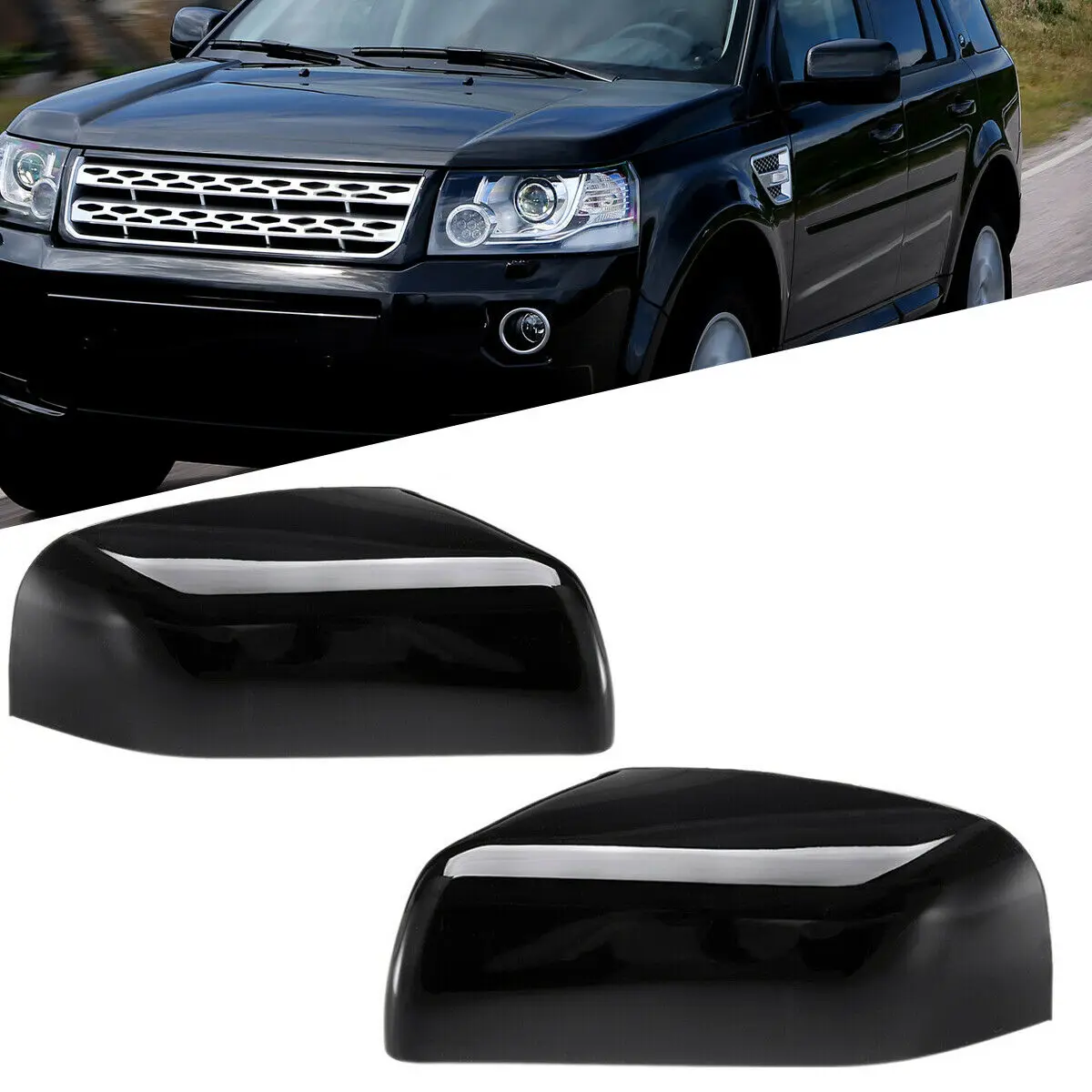 Left / Right Side Gloss Black Wing Mirror Cover Cap For Land Rover ...