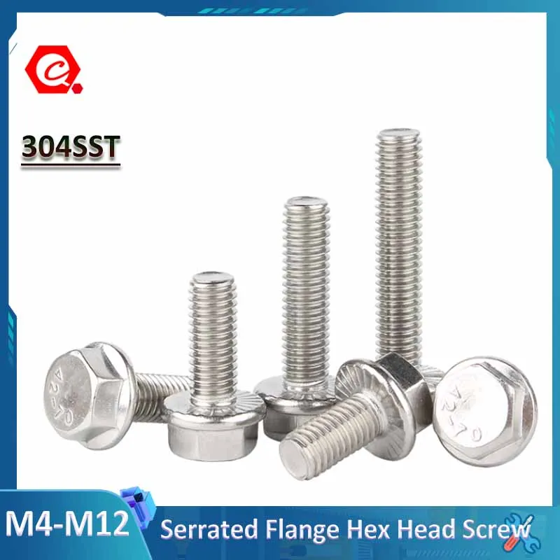 M4-M5-M6-M8-M10-M12-Serrated-Flange-Hex-Head-Screws-304-Stainless-Steel ...