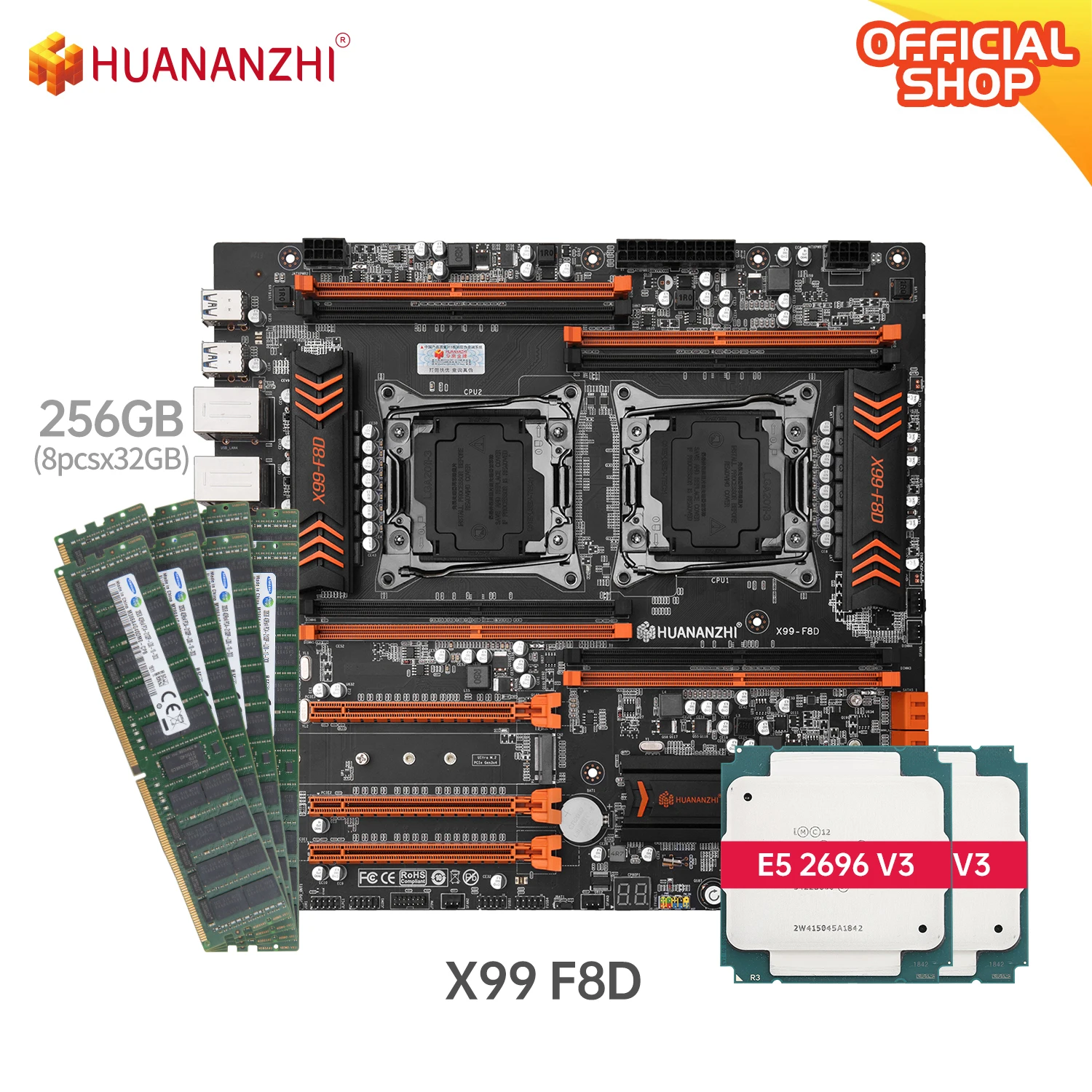 Huananzhi X99 F8d X99 Motherboard Intel Dual With Intel Xeon E5 2696 V3 ...