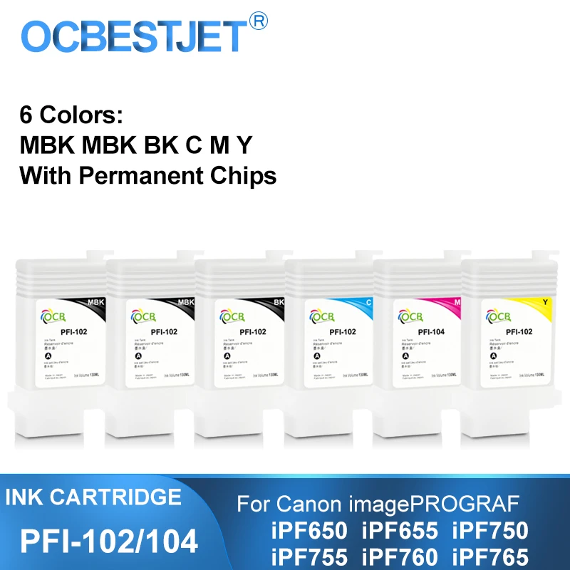 PFI 102 PFI 104 Refillable Ink Cartridge With Permanent Chip PFI102 ...