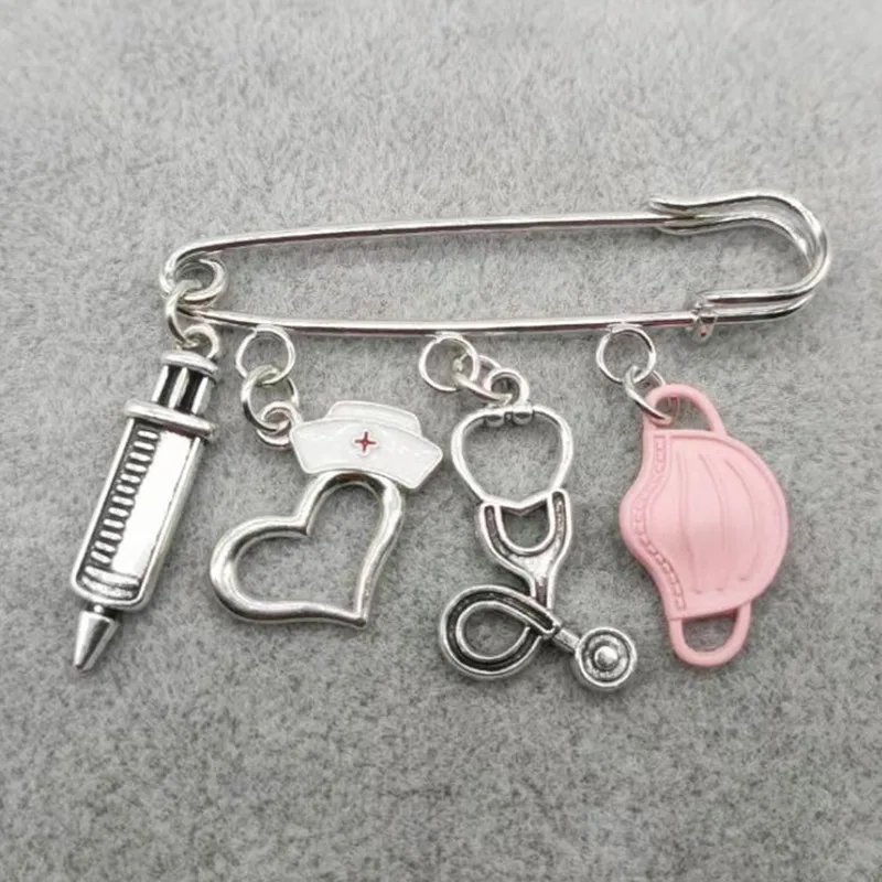 BROCHE,Golden-2-blue-3--Broche à la mode pour médecin, outil médical ...