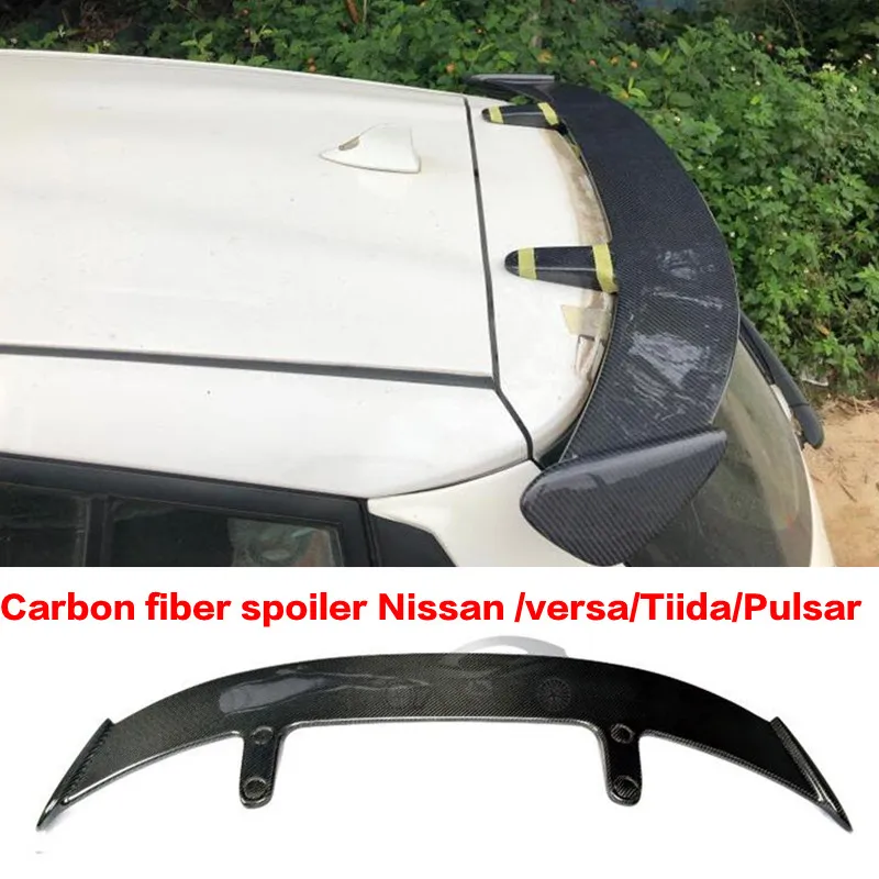 Ceyusot spoiler de teto de fibra de carbono real, para nissan versa ...