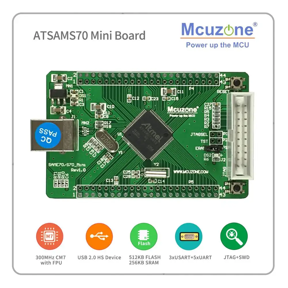 SAMS70, ATSAMS70N19 미니 보드, 300MHZ CORTEX-M7, USB 2.0 고속 장치 - 티몬