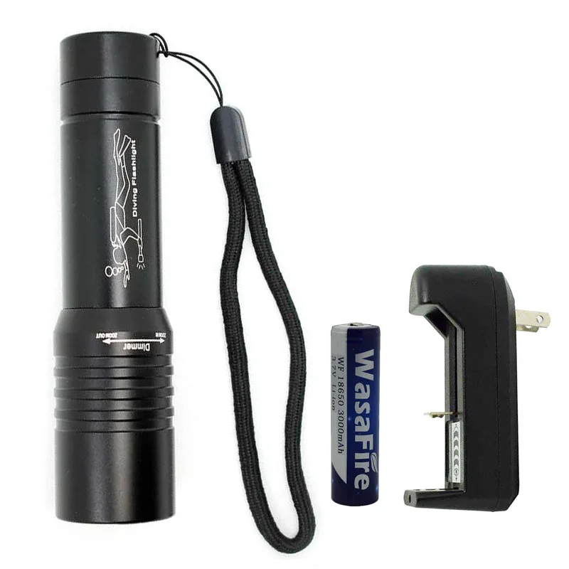 Scuba Dive Torch XM-L T6 Waterproof Diving Flashlights Zoomable ...